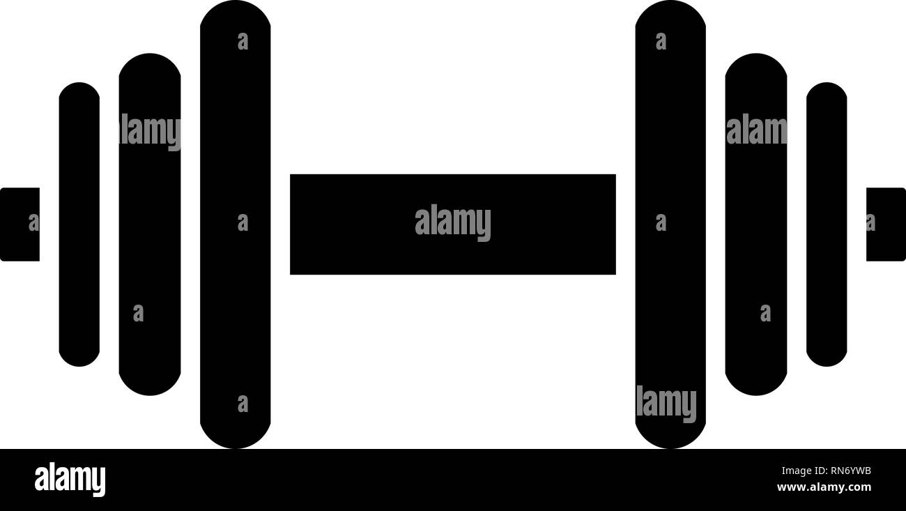 Weights symbol icon - black minimalist dumbbell, isolated - vector illustration Stock Vector ...