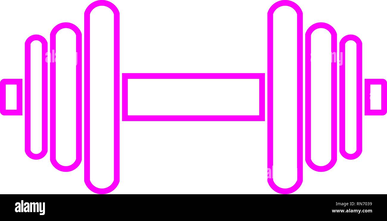 Weights symbol icon - purple minimalist dumbbell outline, isolated ...