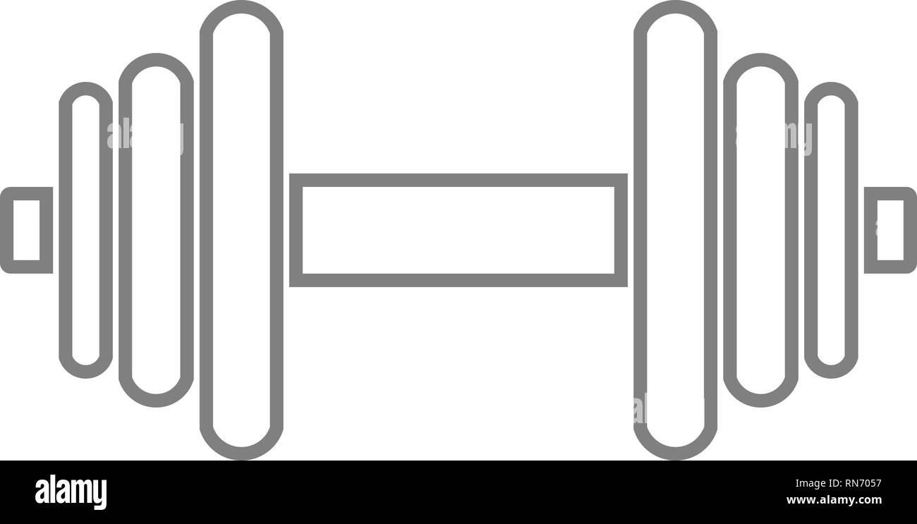 Weights symbol icon - gray minimalist dumbbell outline, isolated - vector illustration Stock ...