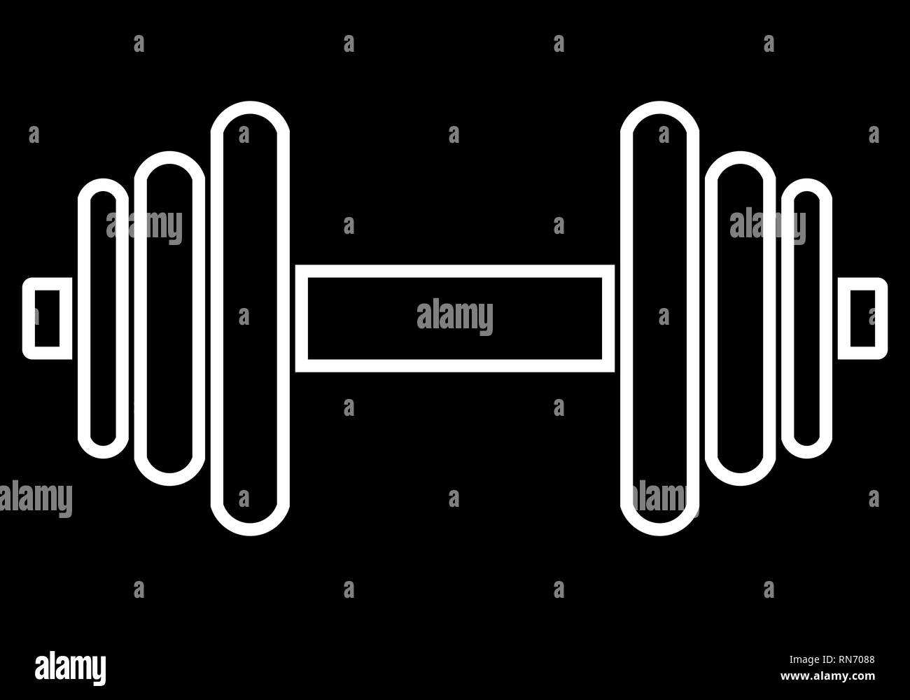Weights symbol icon - white minimalist dumbbell outline, isolated - vector illustration Stock ...