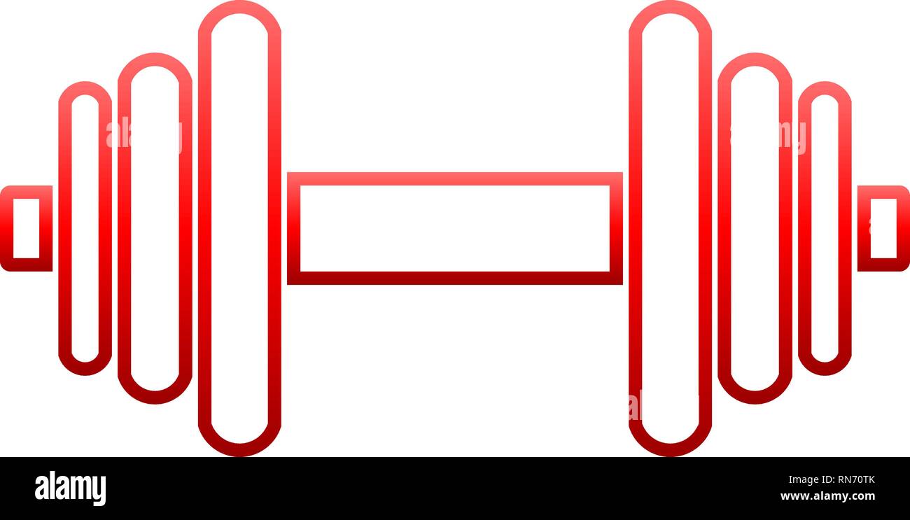 Weights symbol icon - red gradient minimalist dumbbell outline ...