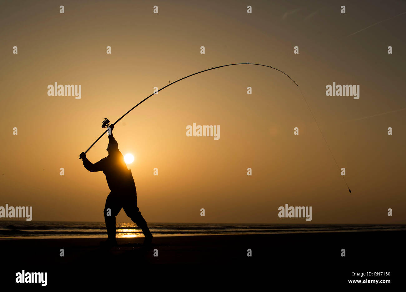 An angler competes in Europe's largest beach angling festival at the ...