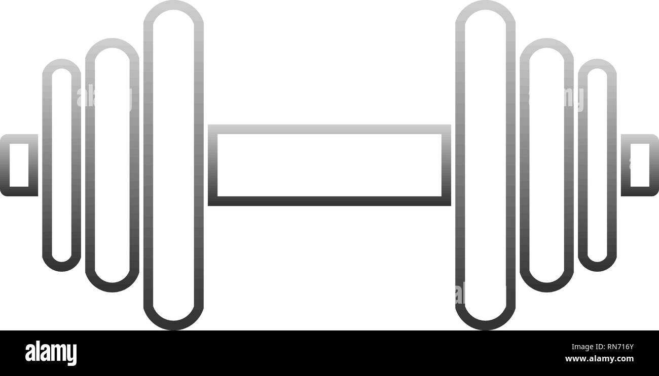 Weights symbol icon - gray gradient minimalist dumbbell outline, isolated - vector illustration ...
