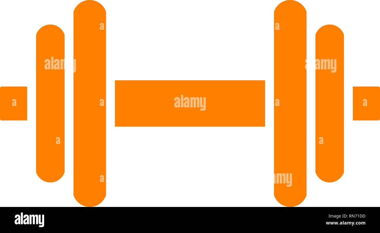 Weights symbol icon - orange minimalist dumbbell, isolated - vector ...