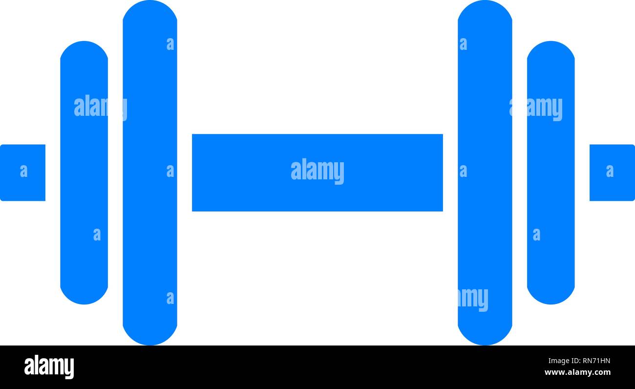 Weights symbol icon - blue minimalist dumbbell, isolated - vector ...