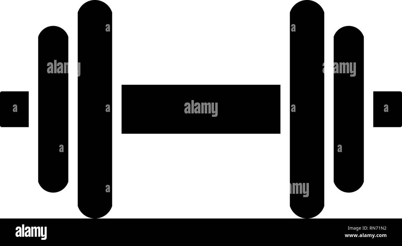 Weights symbol icon - black minimalist dumbbell, isolated - vector illustration Stock Vector ...