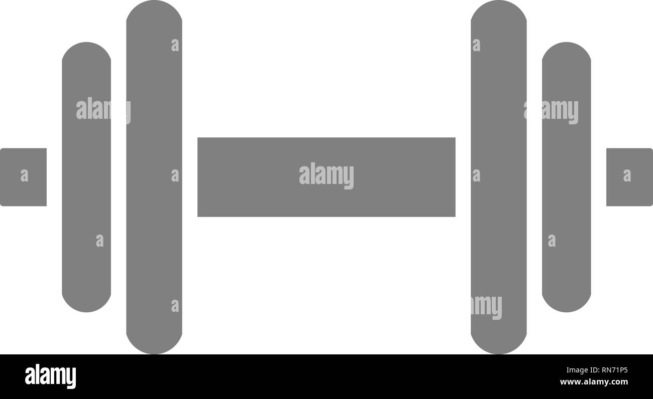 Weights symbol icon - gray minimalist dumbbell, isolated - vector ...