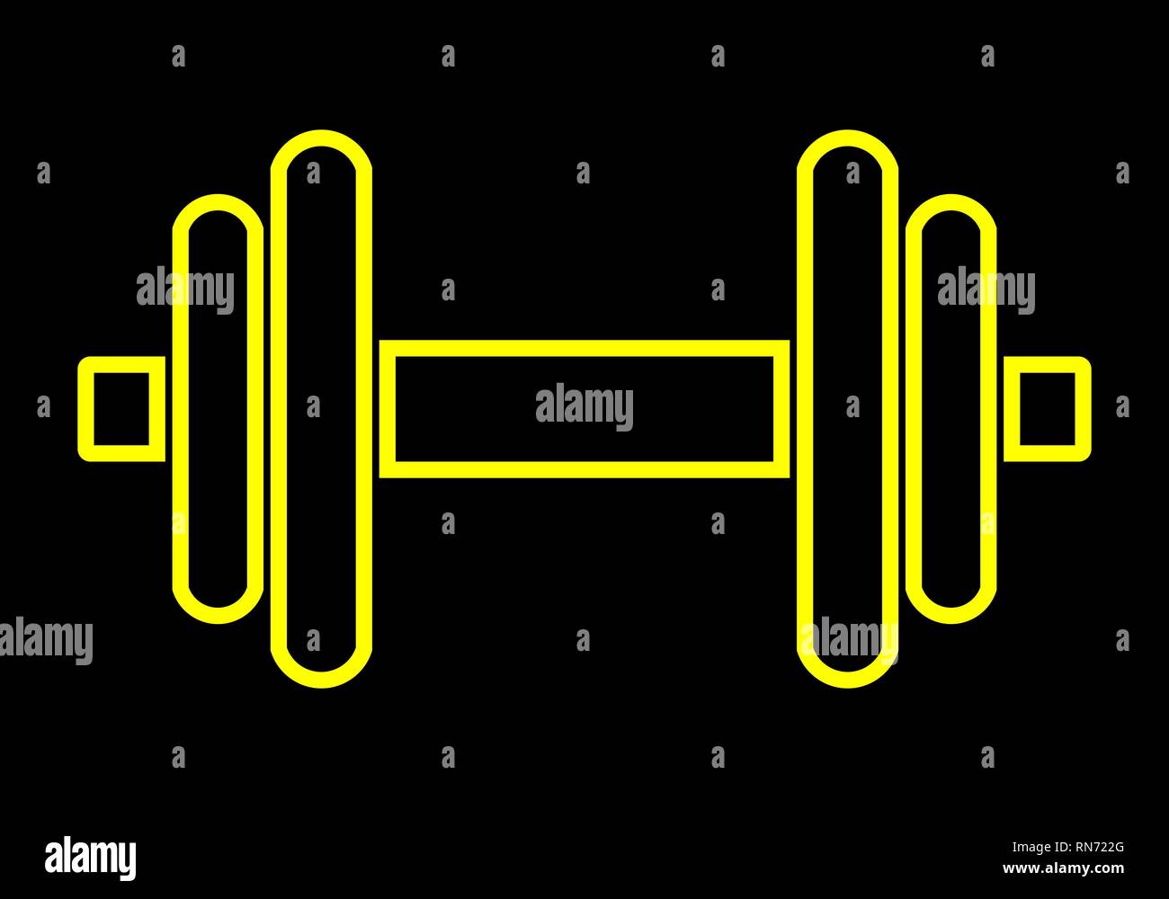 Weights symbol icon - yellow minimalist dumbbell outline, isolated ...