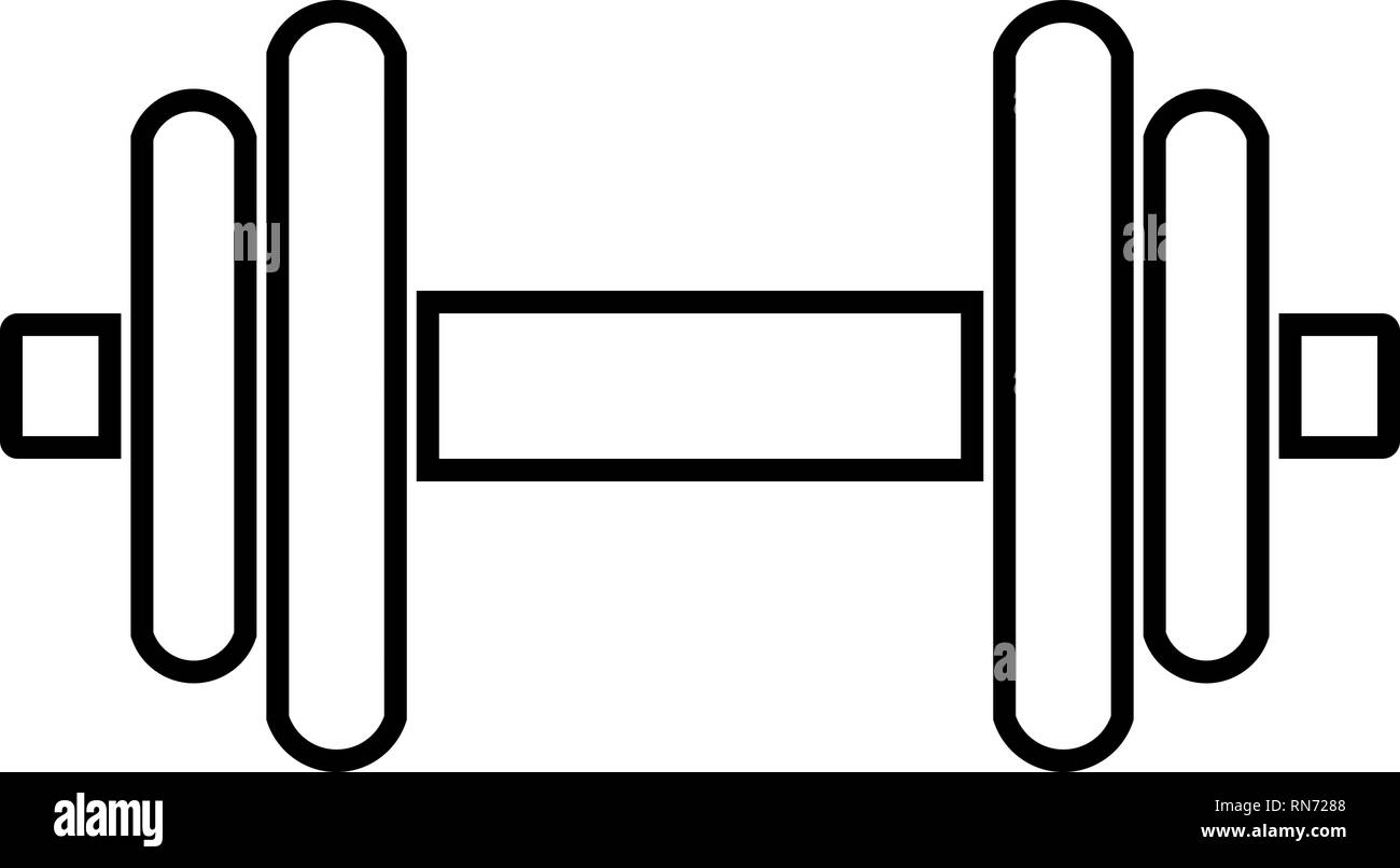 Weights symbol icon - black minimalist dumbbell outline, isolated - vector illustration Stock ...