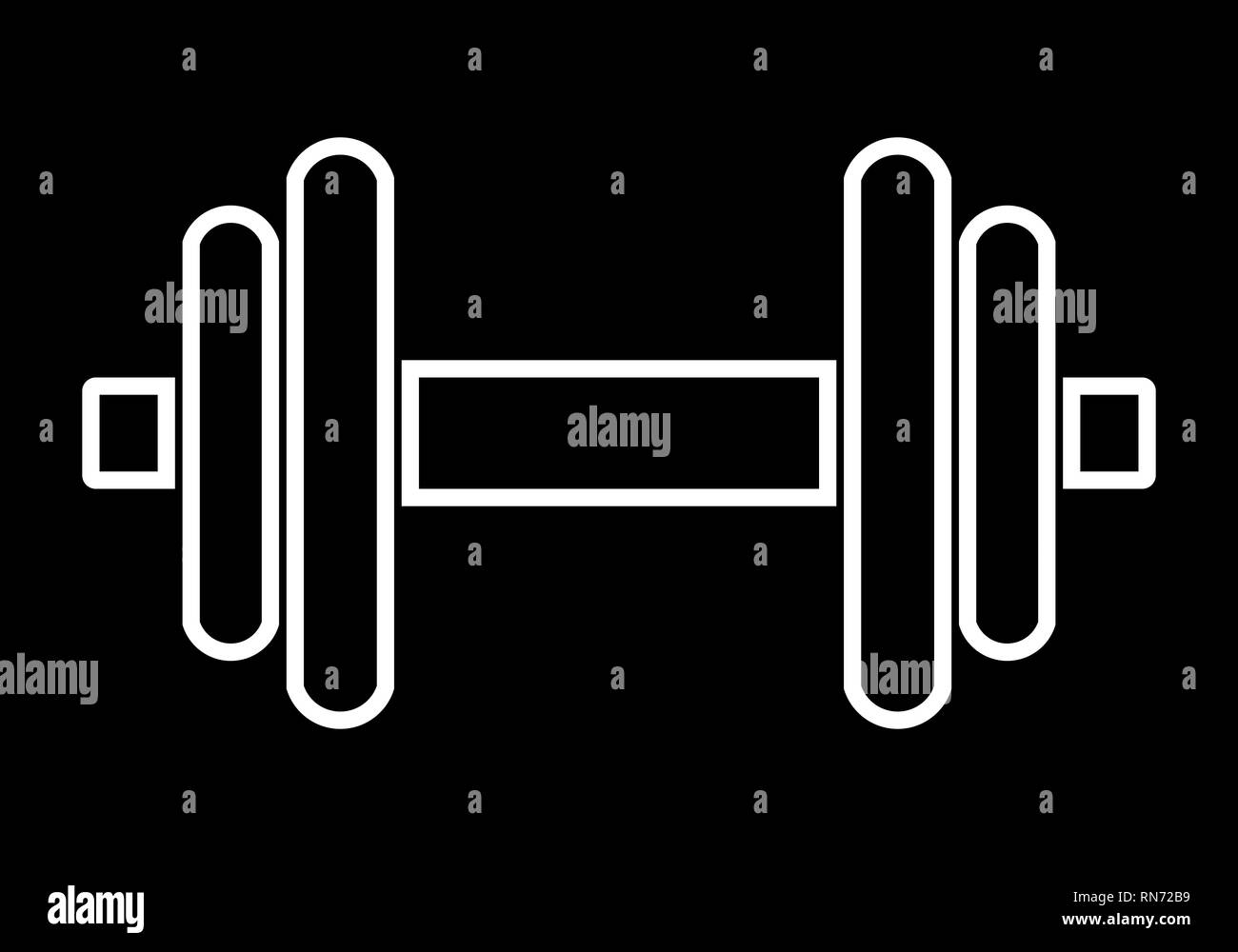Weights symbol icon - white minimalist dumbbell outline, isolated - vector illustration Stock ...