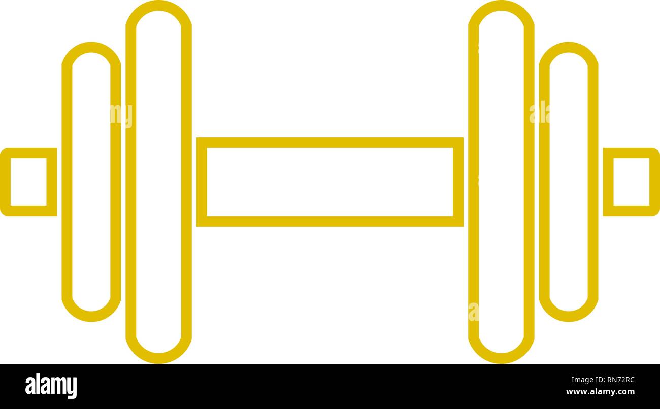 Weights symbol icon - golden minimalist dumbbell outline, isolated - vector illustration Stock ...