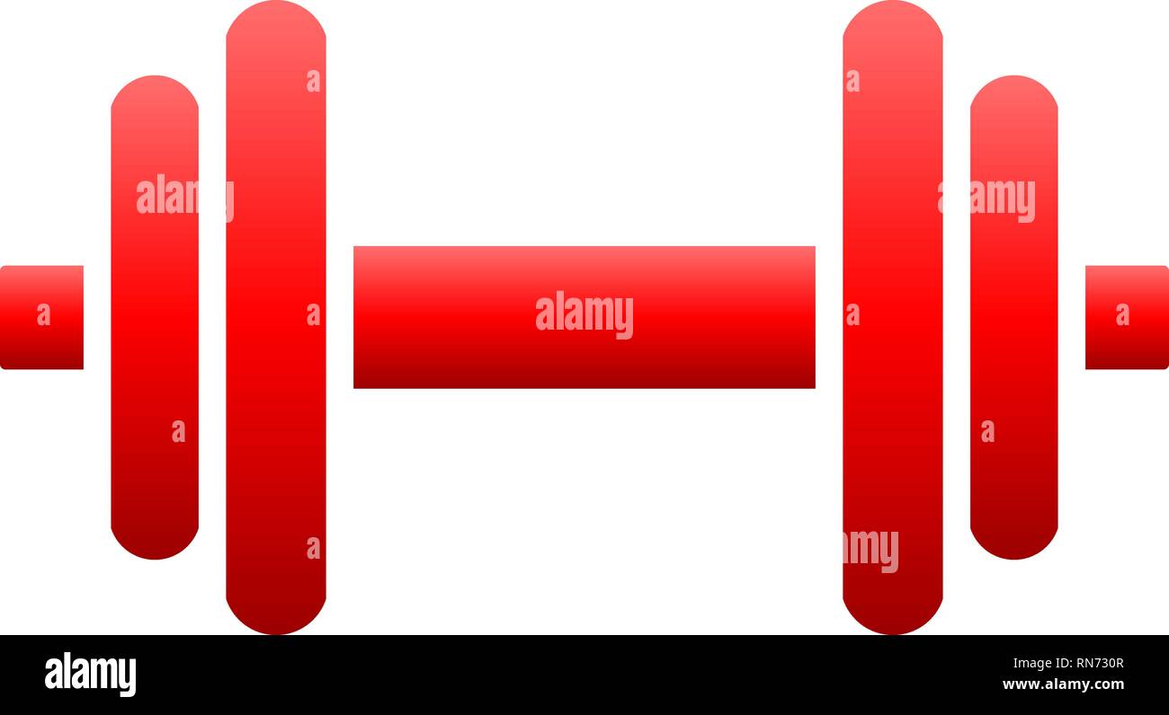 Weights symbol icon - red gradient minimalist dumbbell, isolated ...