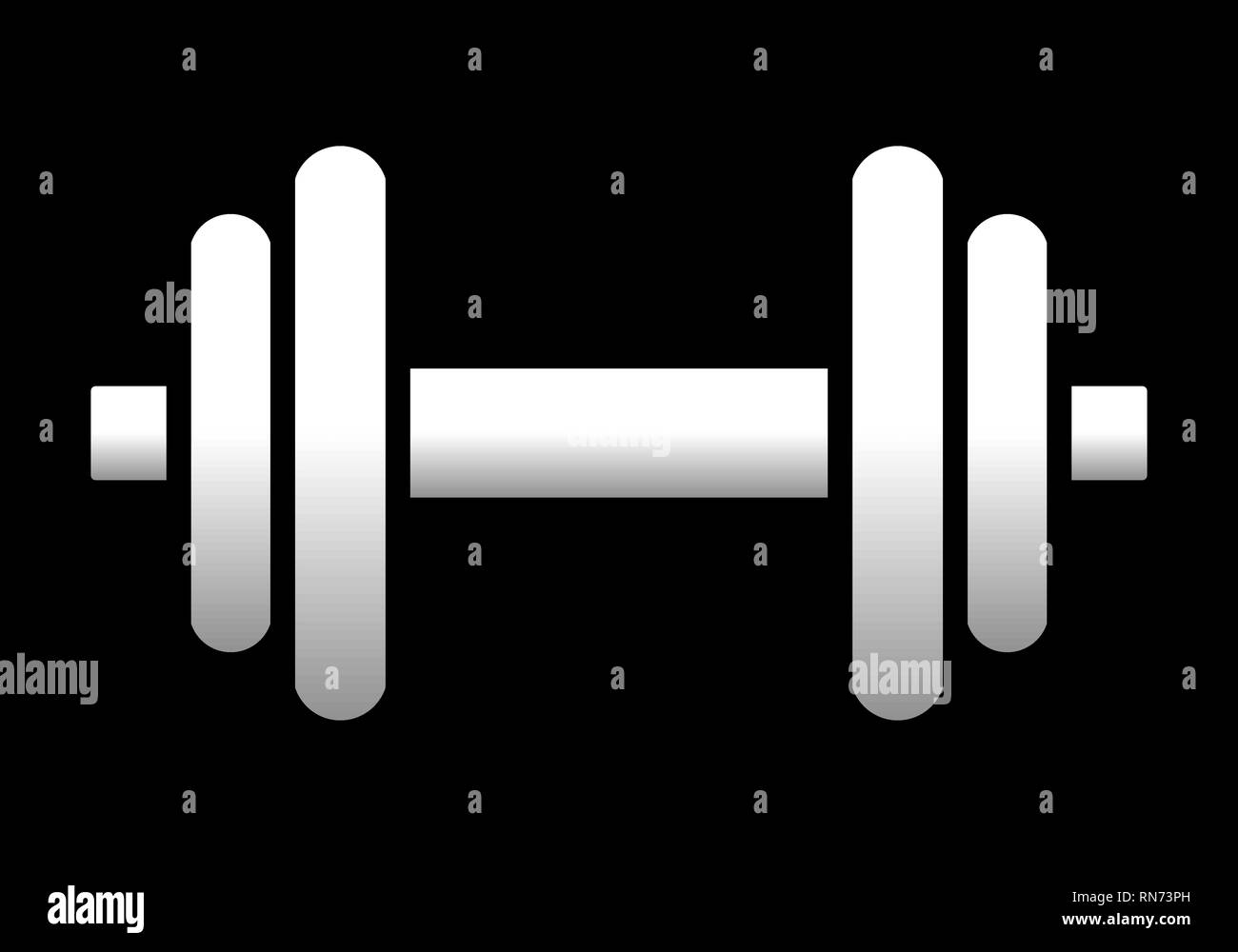 Weights symbol icon - white gradient minimalist dumbbell, isolated - vector illustration Stock ...