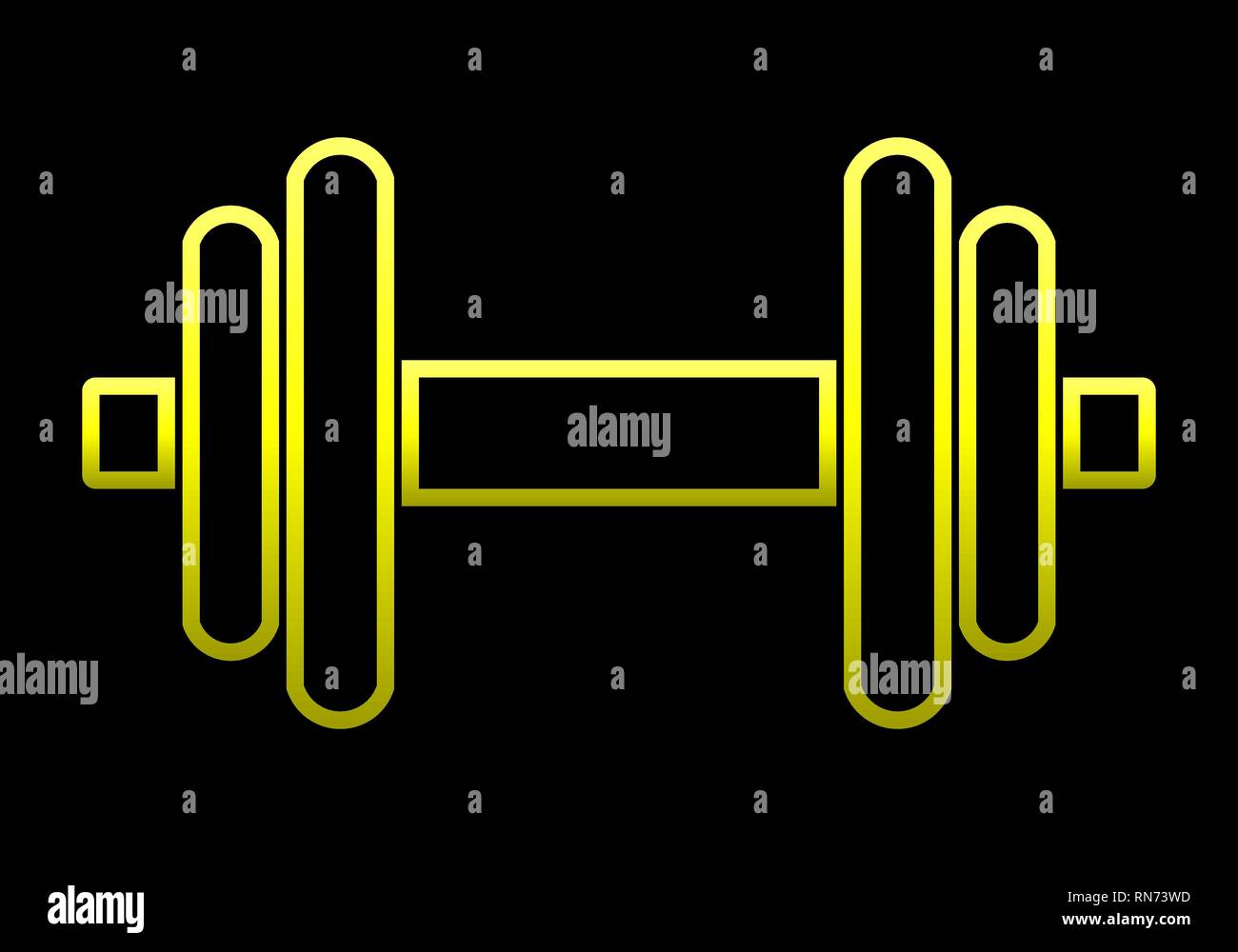 Weights symbol icon - yellow gradient minimalist dumbbell outline ...