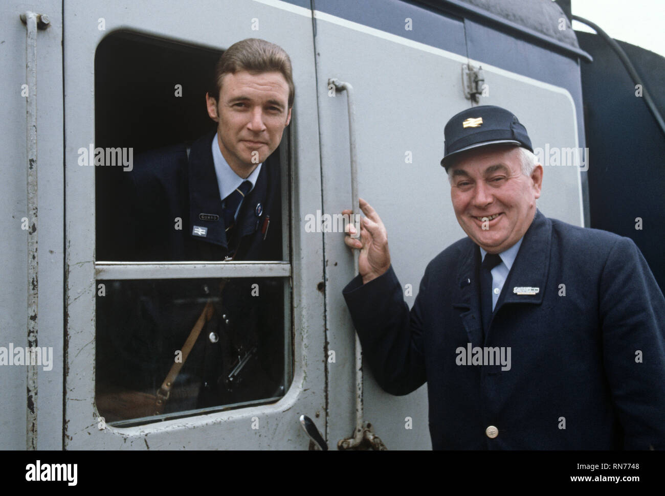 British Rail engine driver and guard on the Norwich to Sheringham line ...