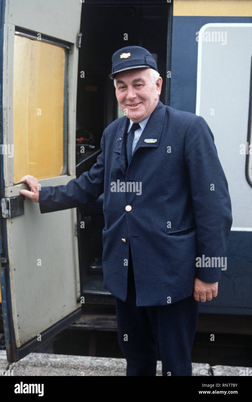 British Rail engine driver of a Diesel multiple Unit on the Norwich to ...