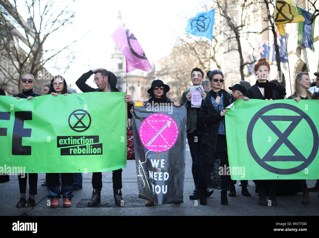 Climate change activists take part in an Extinction Rebellion protest ...