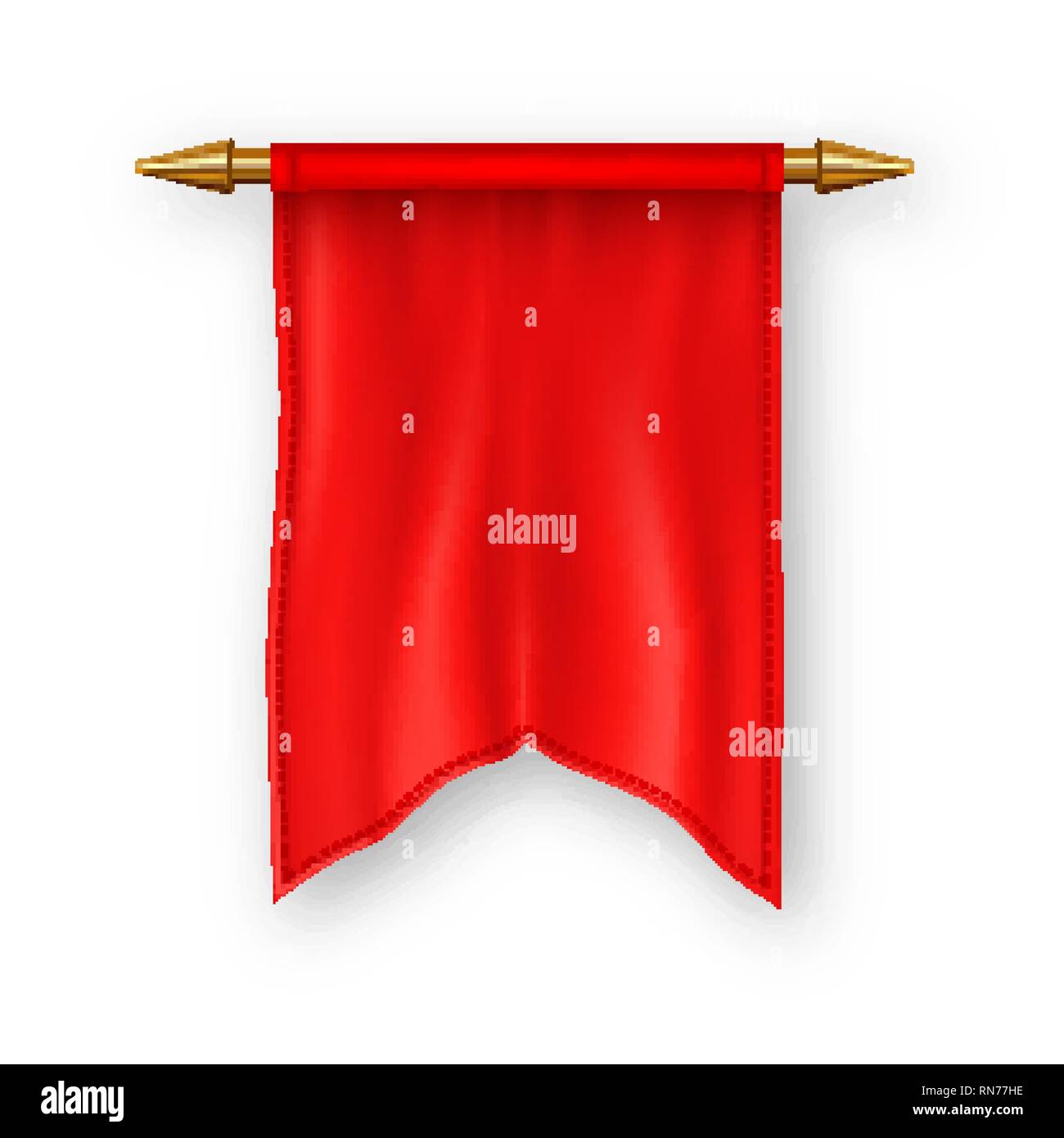 Red Pennat Flag Vector. Heraldic Surface. Textile. Fabric Canvas. 3D ...