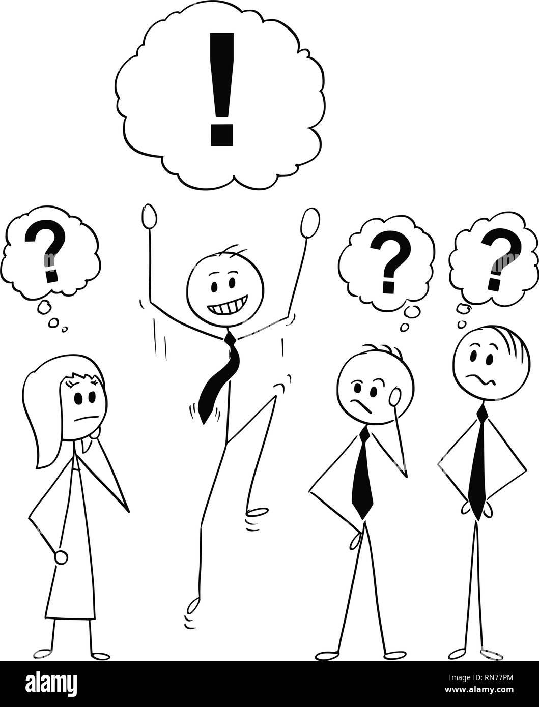 Cartoon of Group of Businessman and Businesswoman Thinking on ...