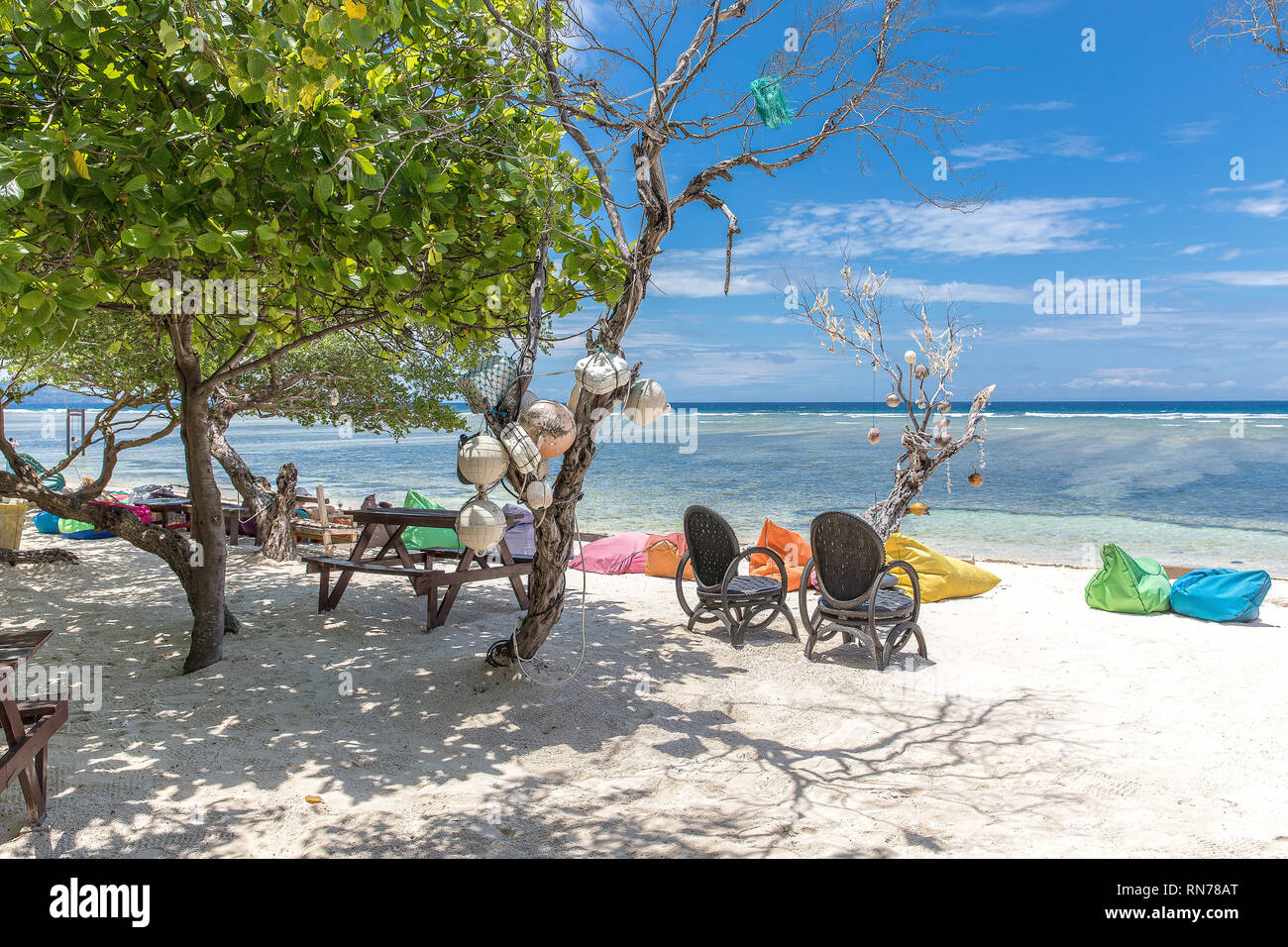 A beach image on the island of Gili Trawangan Located in Bali Indonesia ...