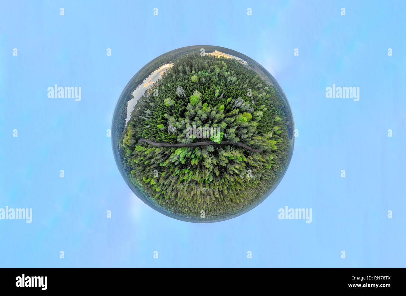 Sphere panoramic of a green landscape Stock Photo - Alamy
