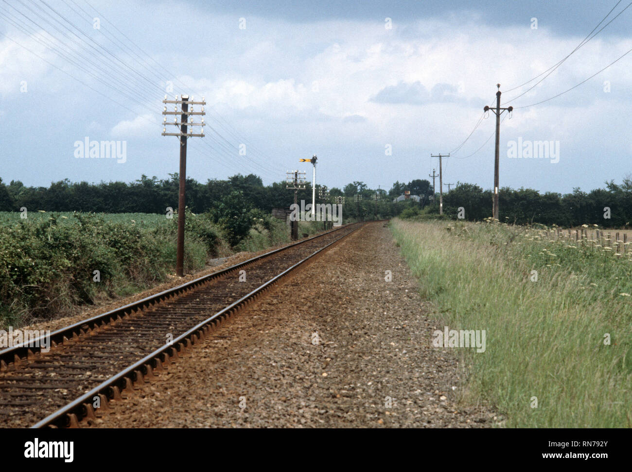 Railway tracks on the Norwich to Sheringham line, Norfolk, England ...