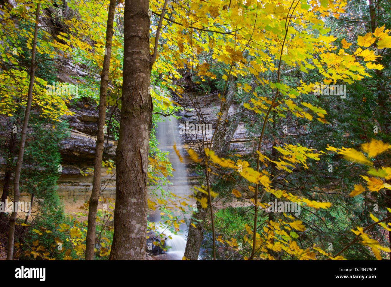 Munising Falls in Autumn, Pictured Rocks National Lakeshore, Michigan ...