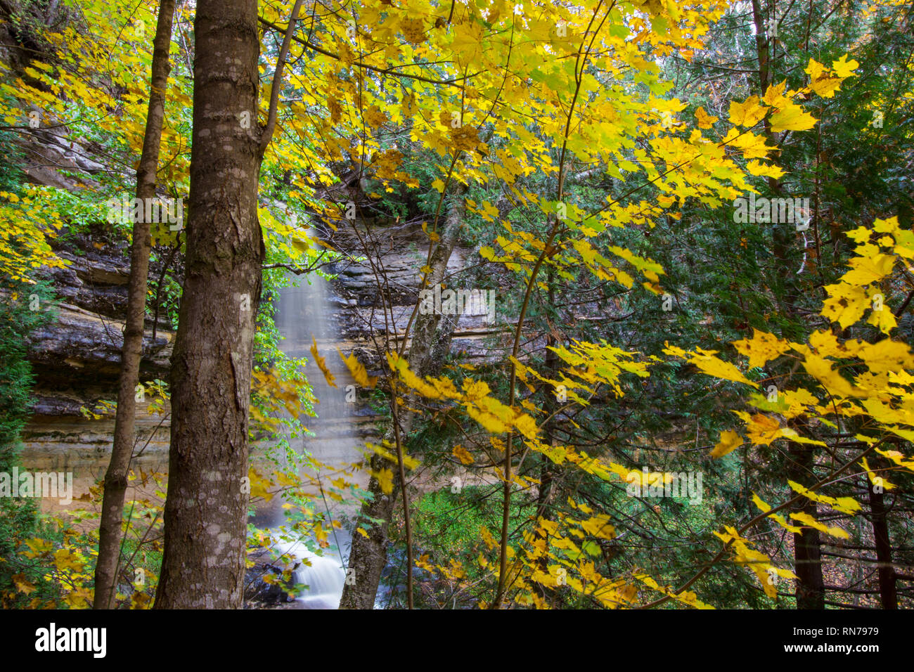 Munising Falls in Autumn, Pictured Rocks National Lakeshore, Michigan ...