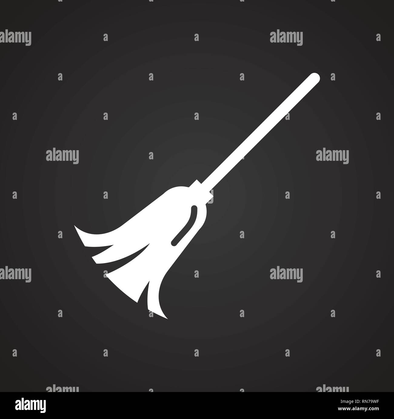 Cleaning broom icon on black background for graphic and web design ...