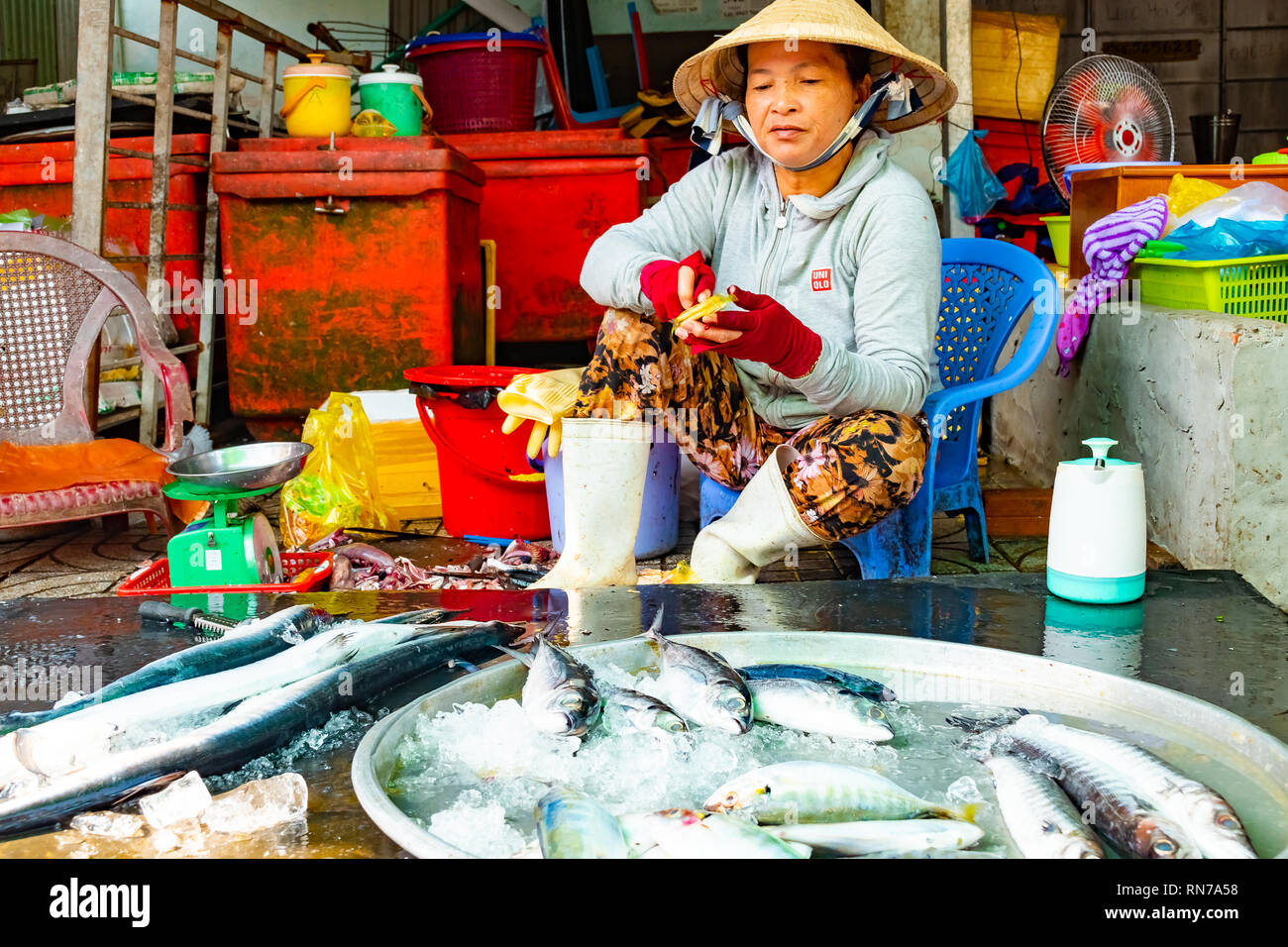 Vietnam, Phu Quoc Island, February 26 2018: Street Woman Vendor selling ...