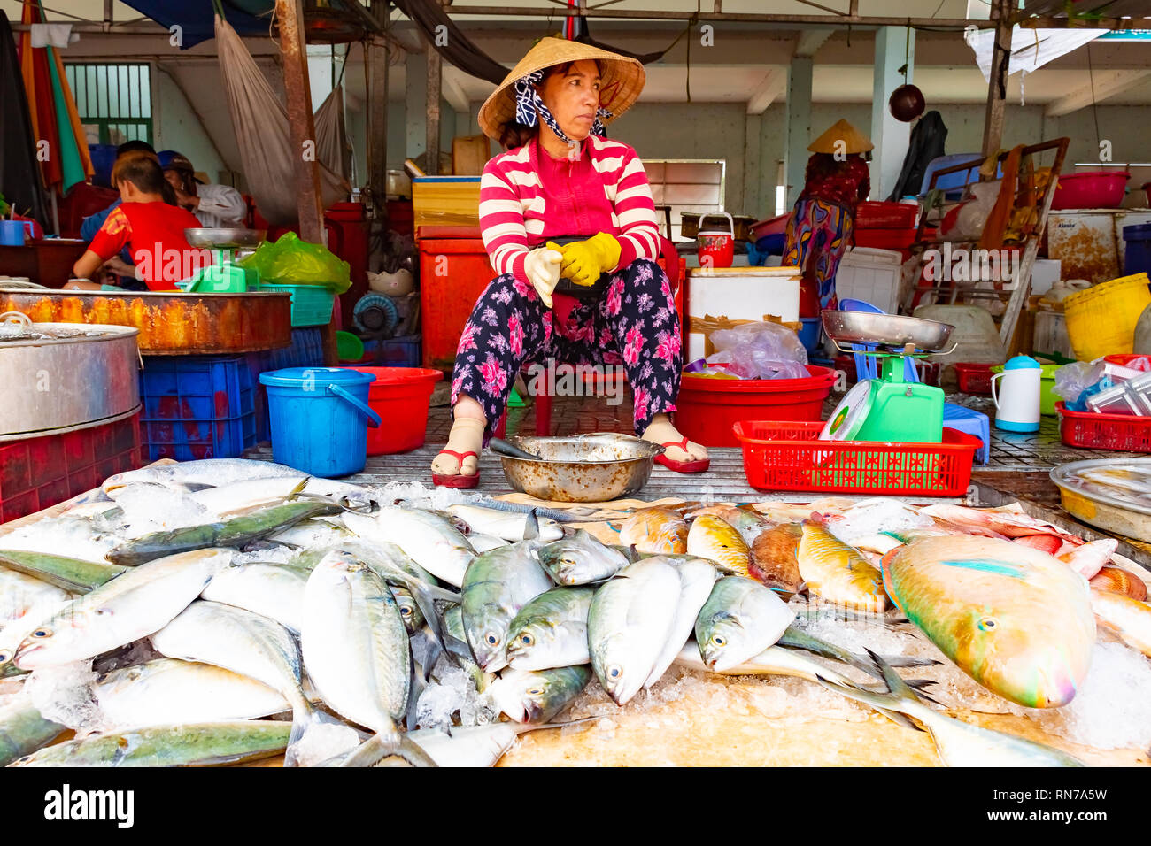 Vietnam, Phu Quoc Island, February 26 2018: Street Woman Vendor selling ...
