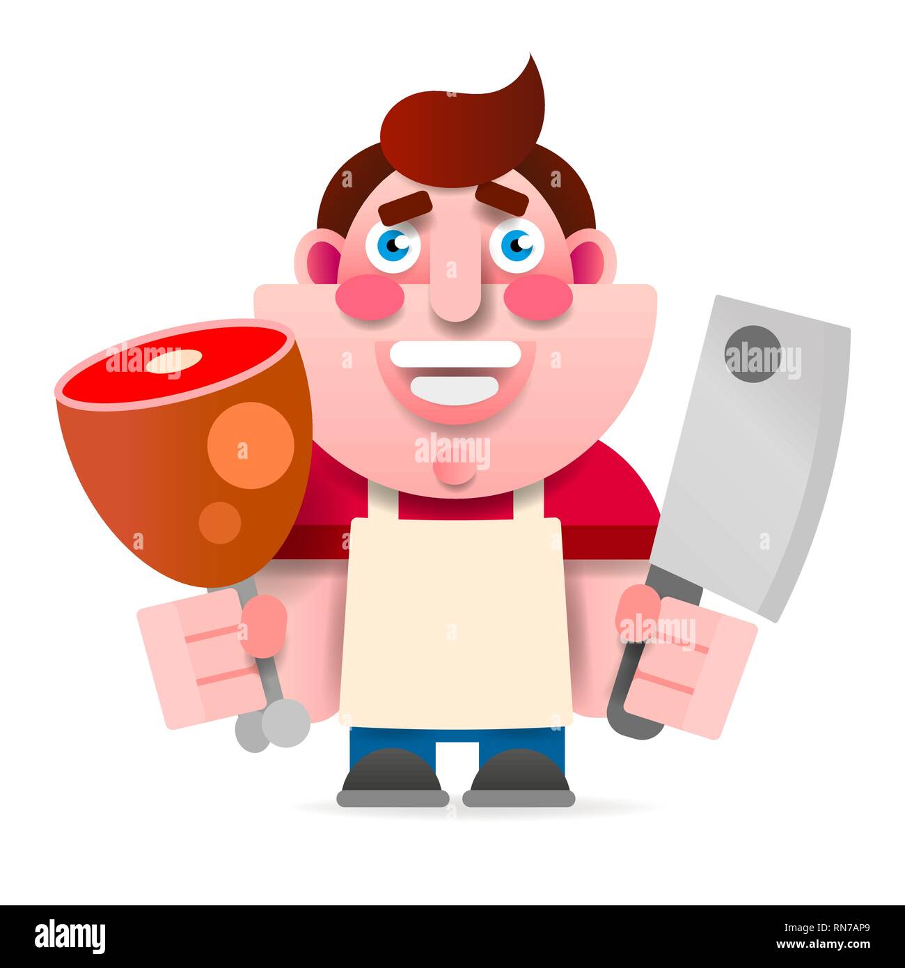 Cartoon Vector Illustration, Butcher Cut The Meat, Butcher Shop ... Cartoon Vector Illustration, Butcher Cut The Meat, Butcher Shop ...