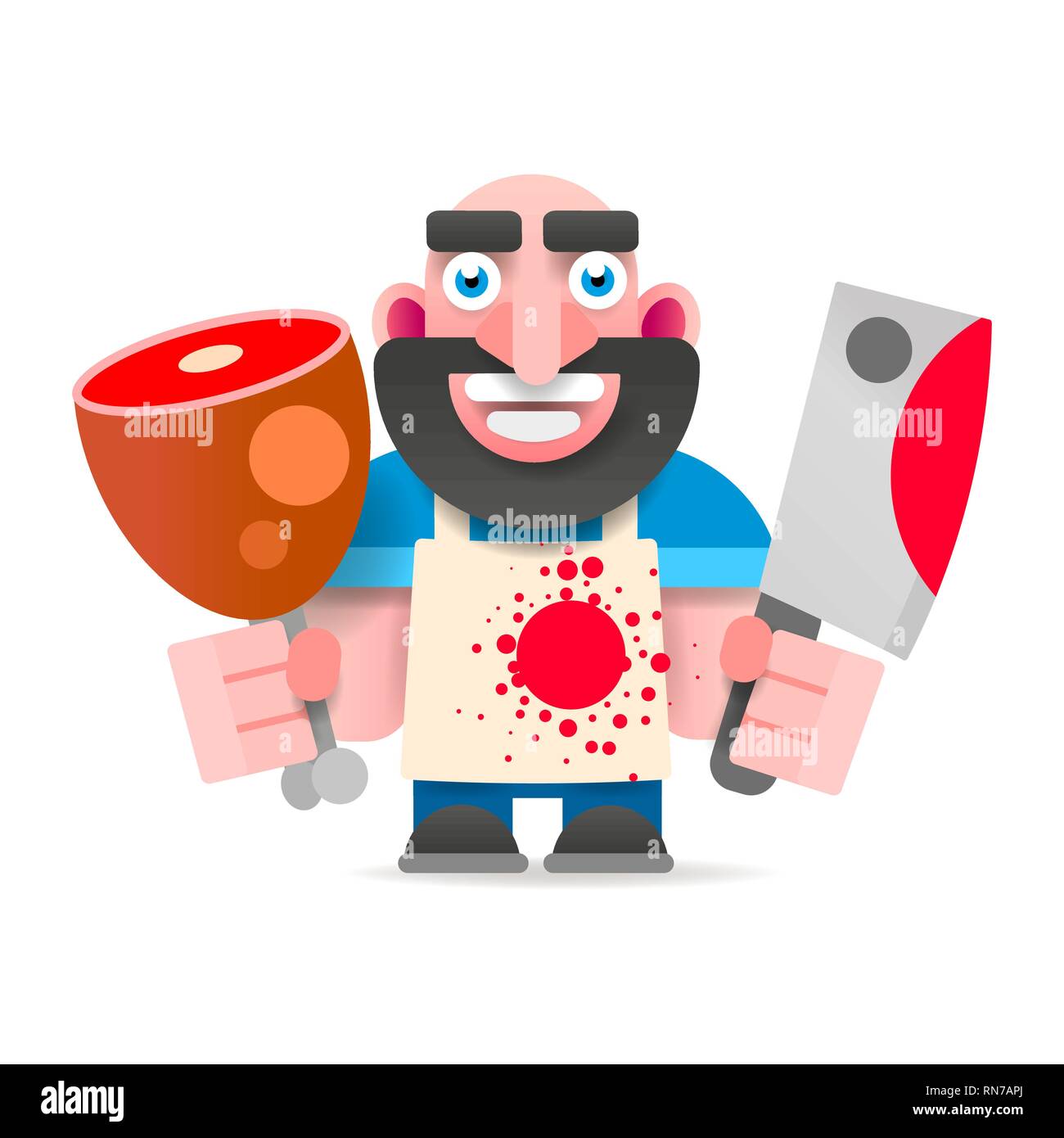 Cartoon Vector Illustration, Butcher Cut The Meat, Butcher Shop ...