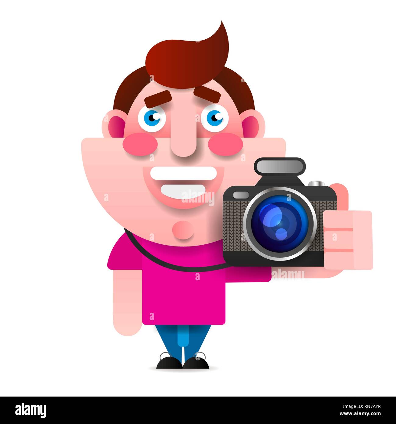 Vector Cartoon Style Character Of Photographer. Isolated On White ...