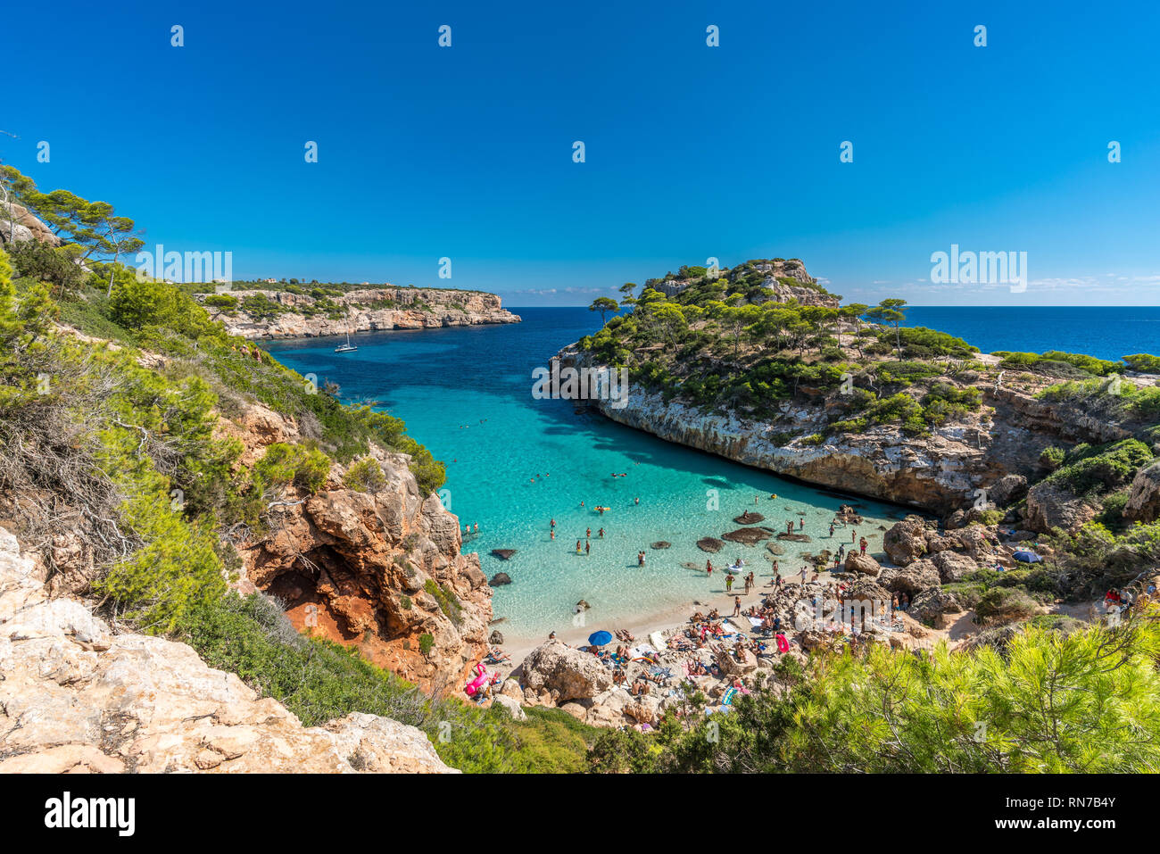 Majorca, Balearic Islands, Spain - September 29, 2017: People enjoying ...