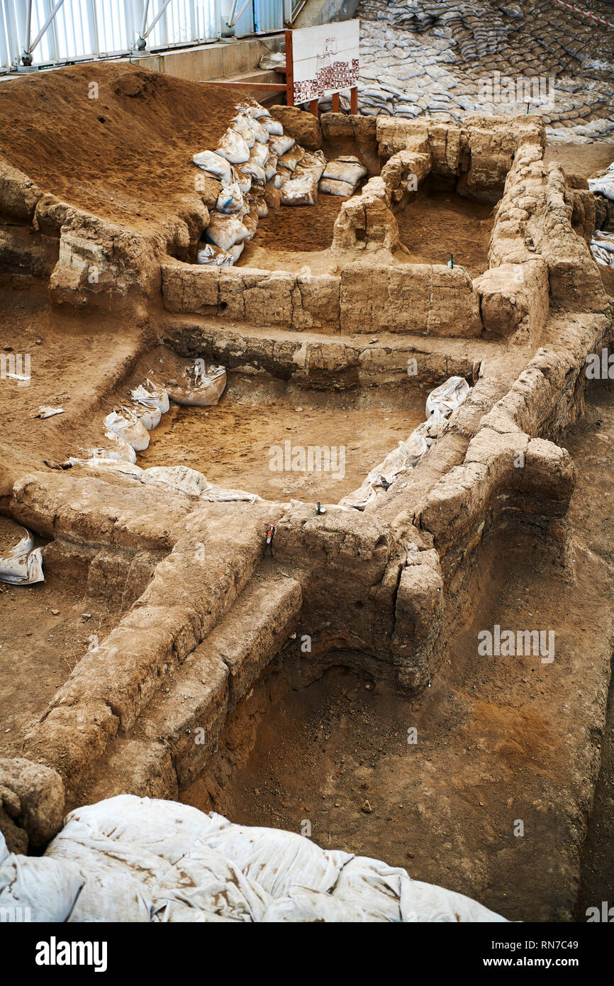 looking up hill of the south area across square Neolithic remains of ...