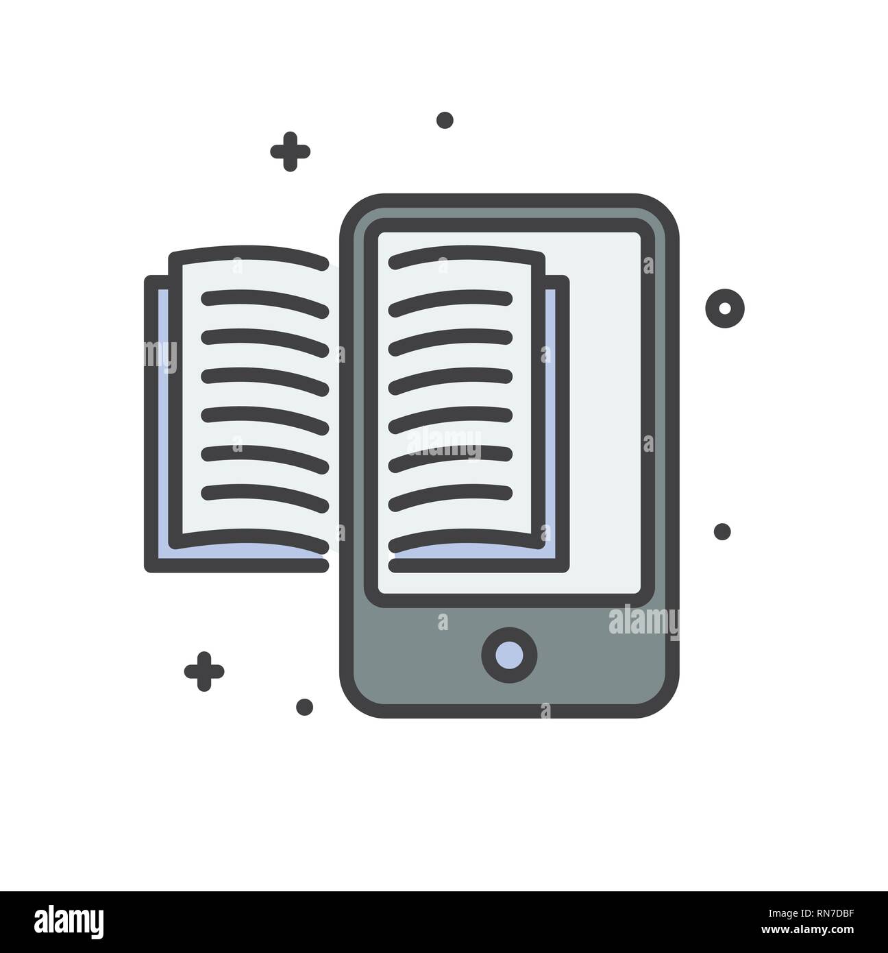 E-Learning book line icon on white background for graphic and web design, Modern simple vector ...