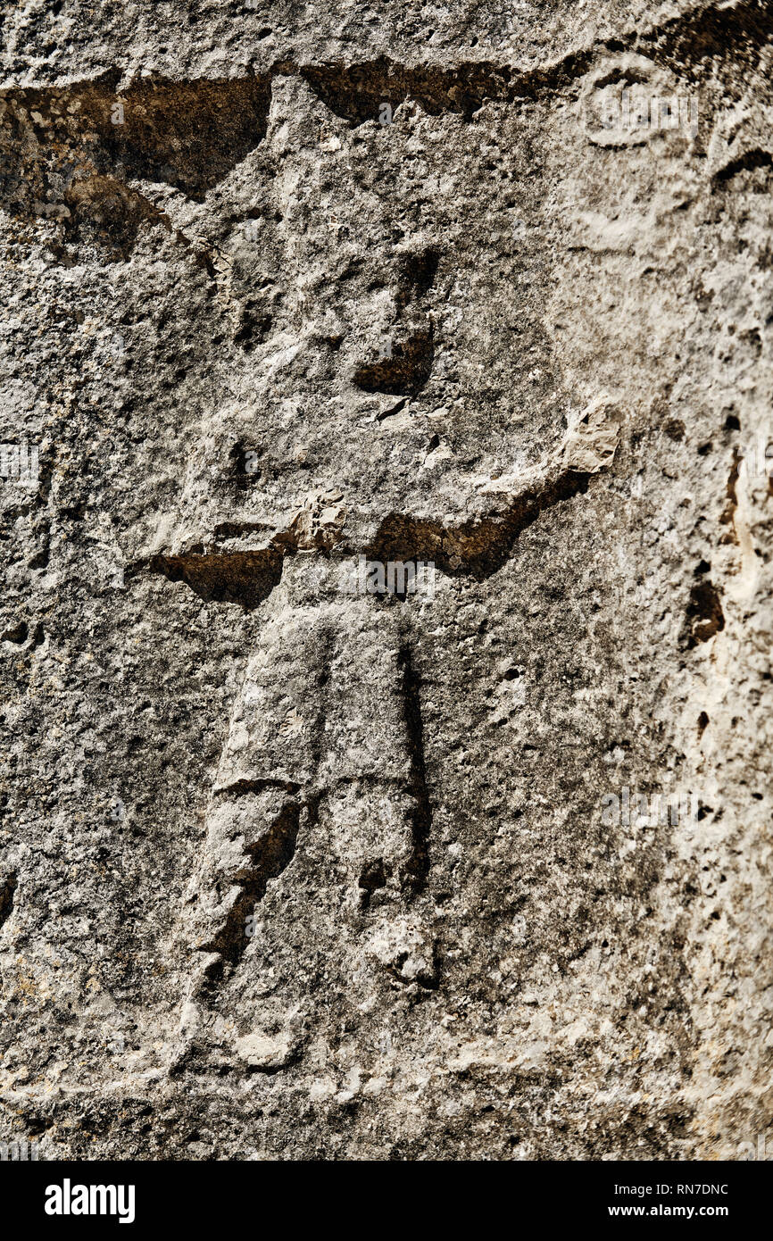 Procession of male gods in the 13th century BC Hittite religious rock ...
