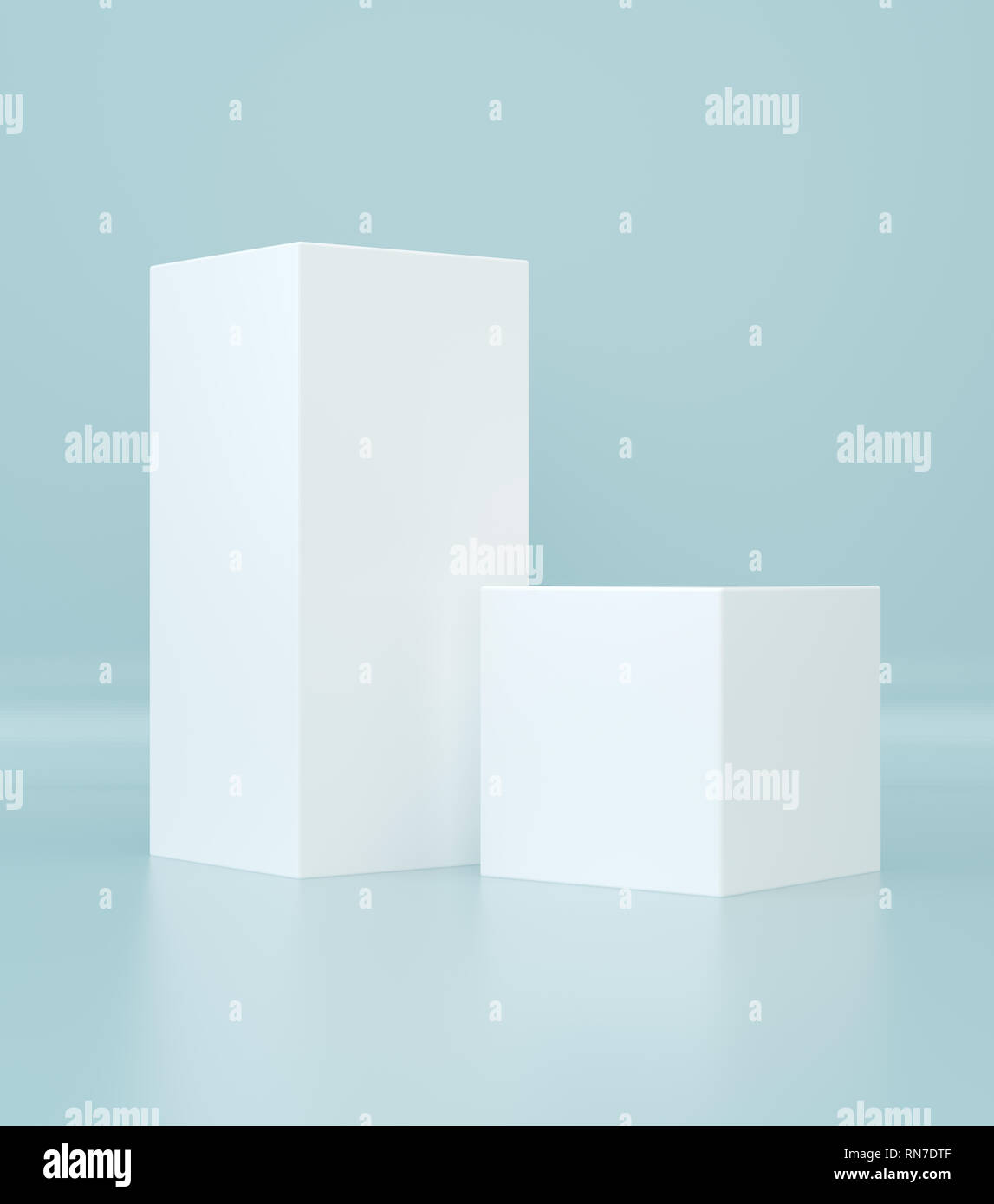 White cube in light studio. 3d rendering background Stock Photo - Alamy