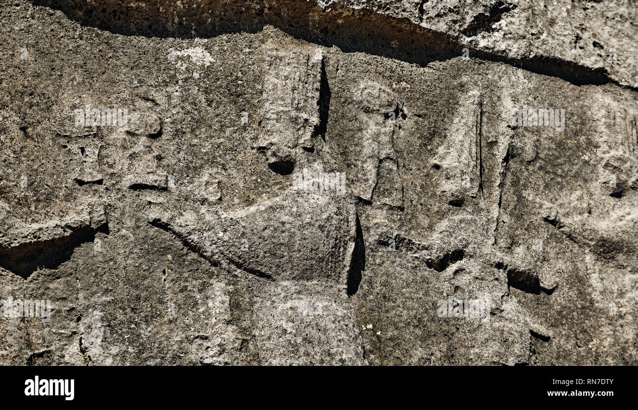 End relief panel of the 13th century BC Hittite religious rock carvings ...