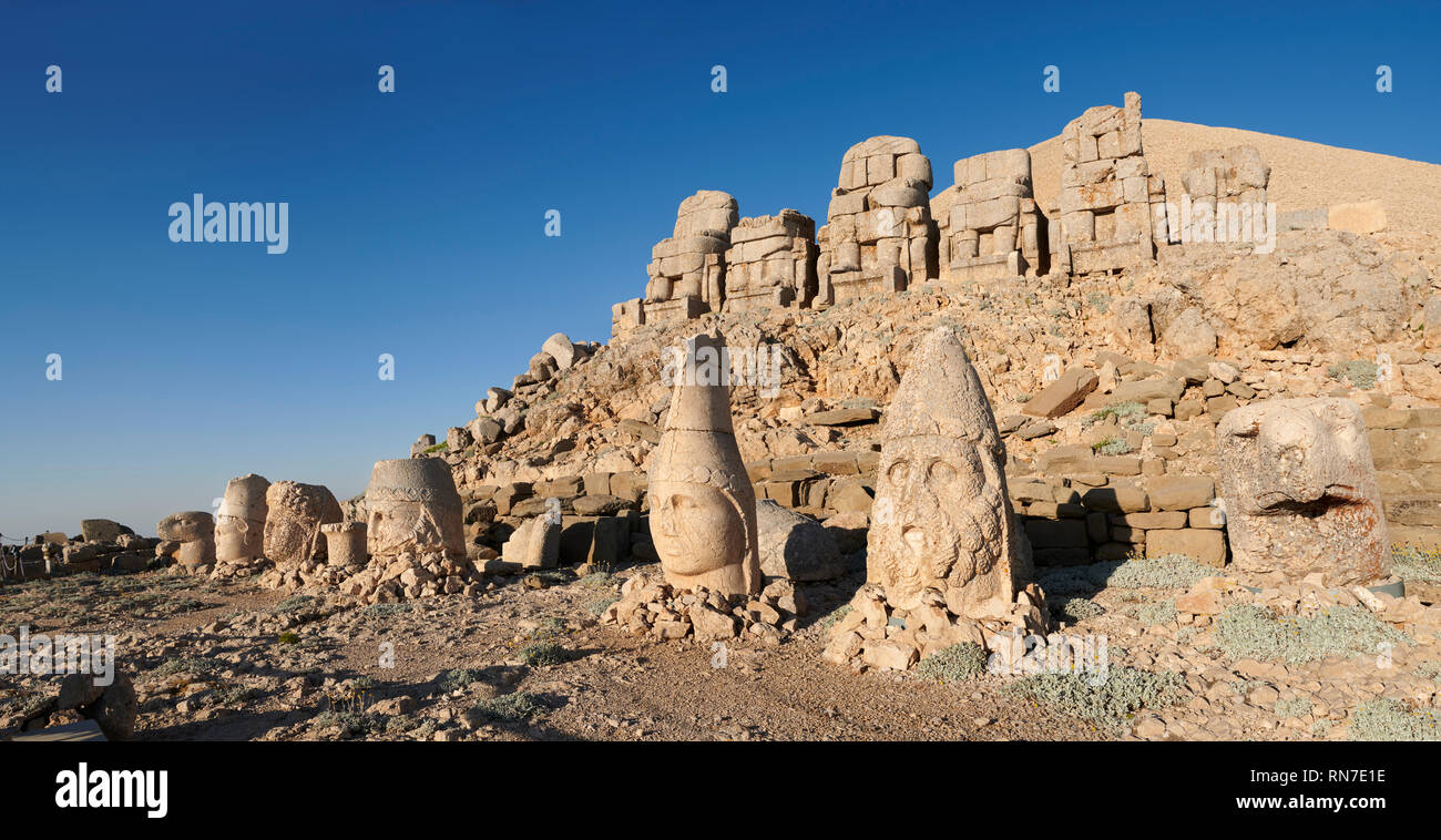 Statue heads, from right, Eagle, Herekles, Apollo, Zeus, Commagene ...