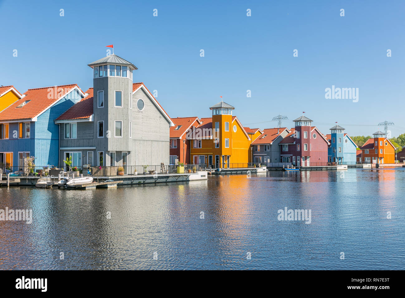 Colorful houses reitdiephaven harbor hi-res stock photography and ...