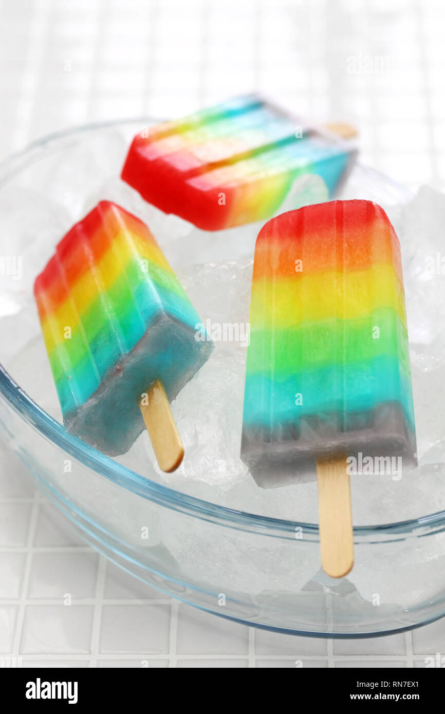 homemade rainbow ice pop Stock Photo - Alamy