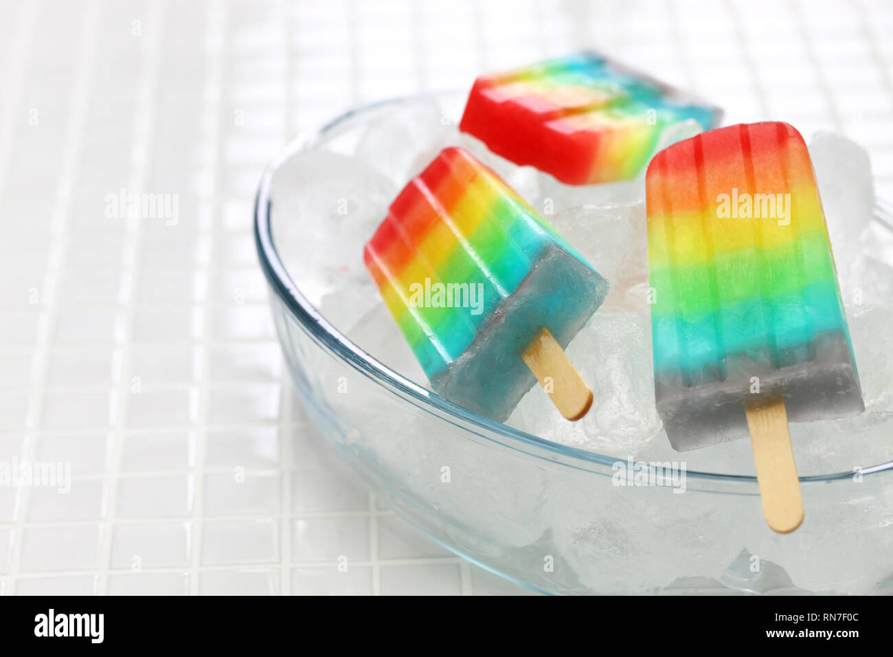 homemade rainbow ice pop Stock Photo - Alamy