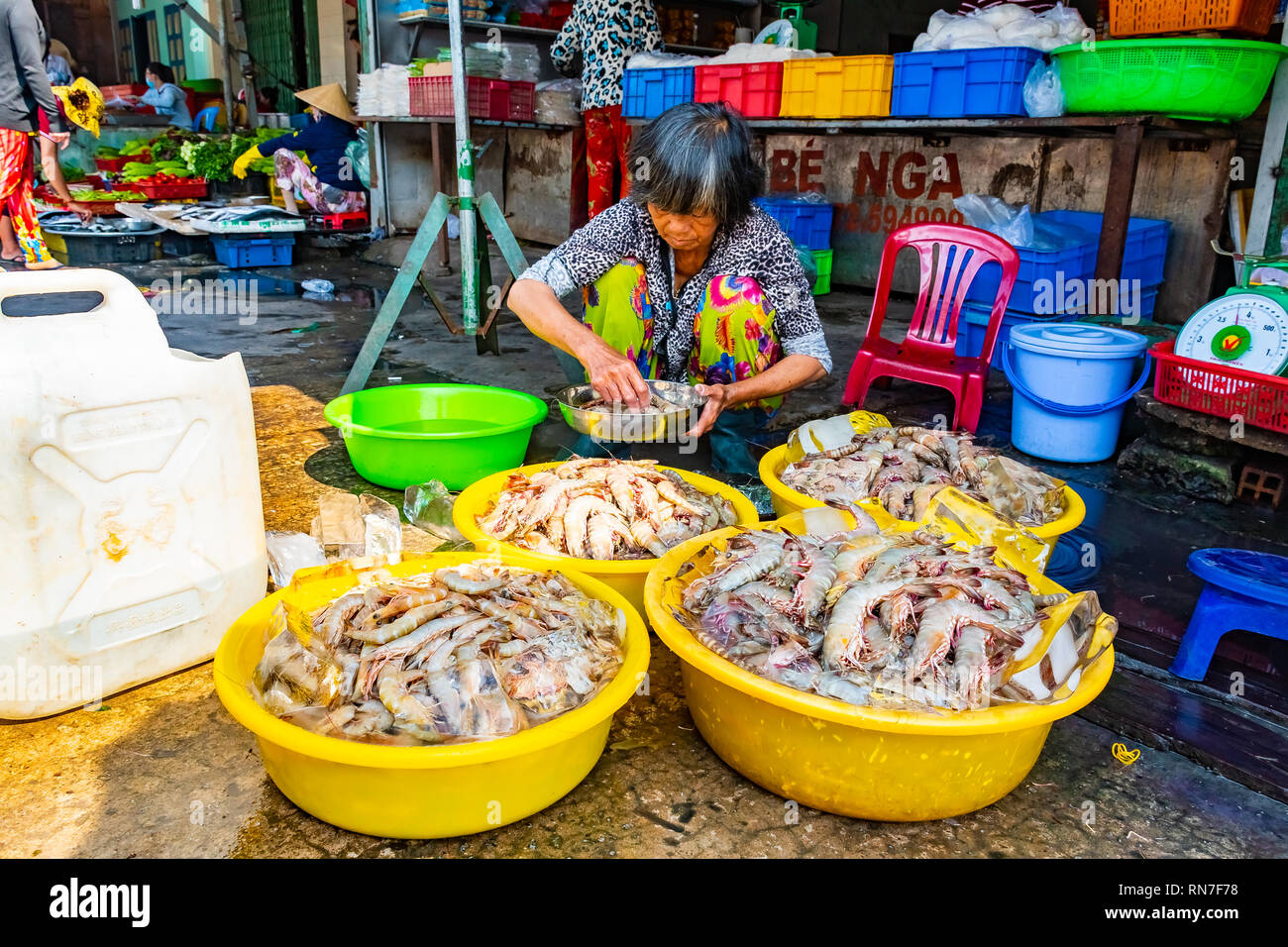 Vietnam, Phu Quoc Island, February 26 2018: Street Woman Vendor selling ...