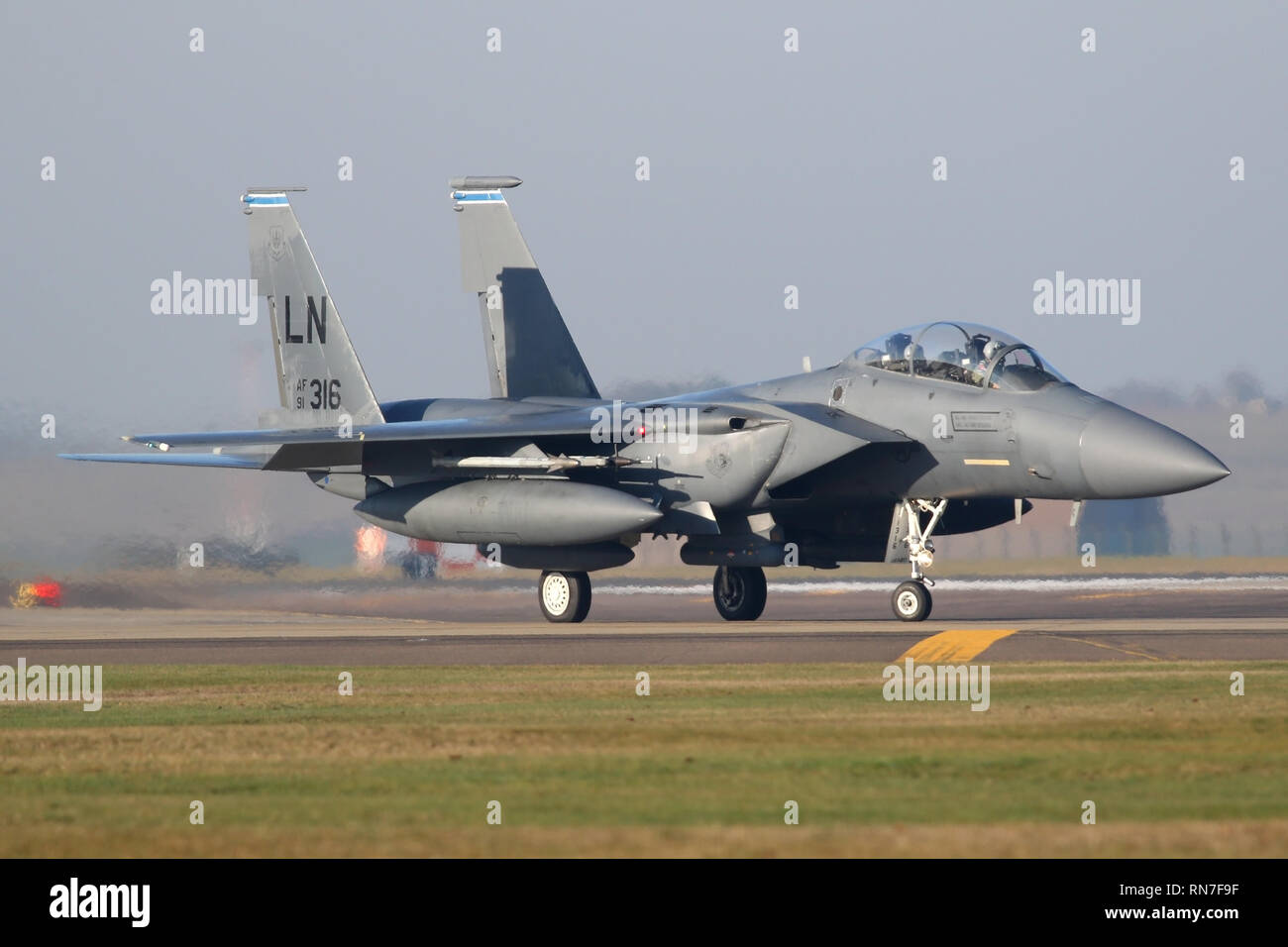 F-15E from the 48th Fighter Wing taxiing to the runway at RAF ...