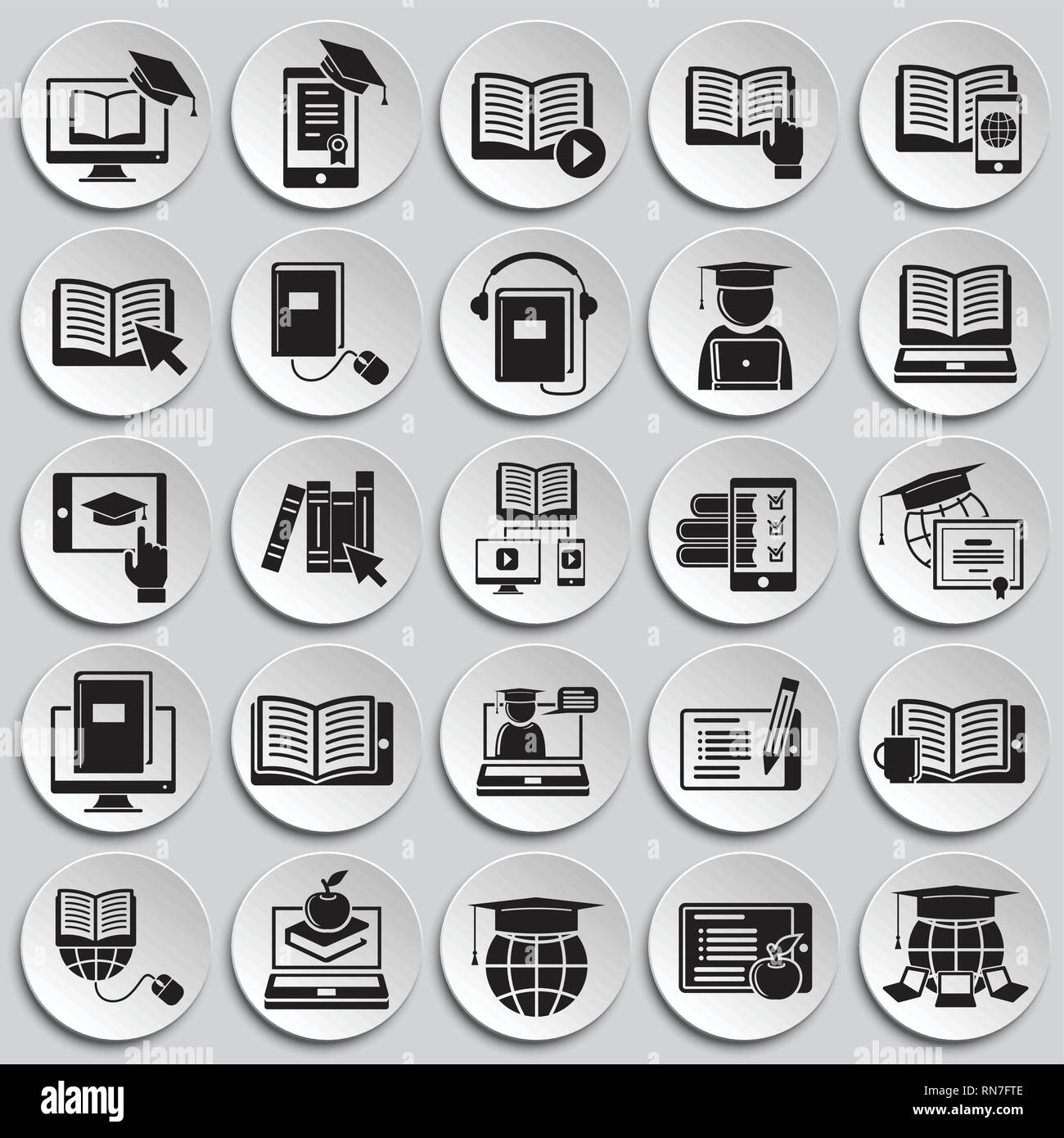 E-Learning icons set on paltes background for graphic and web design ...