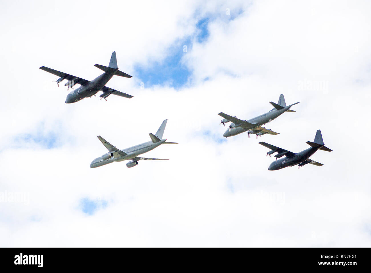Aerobatic team performs flight at air show in New Zealand Stock Photo ...