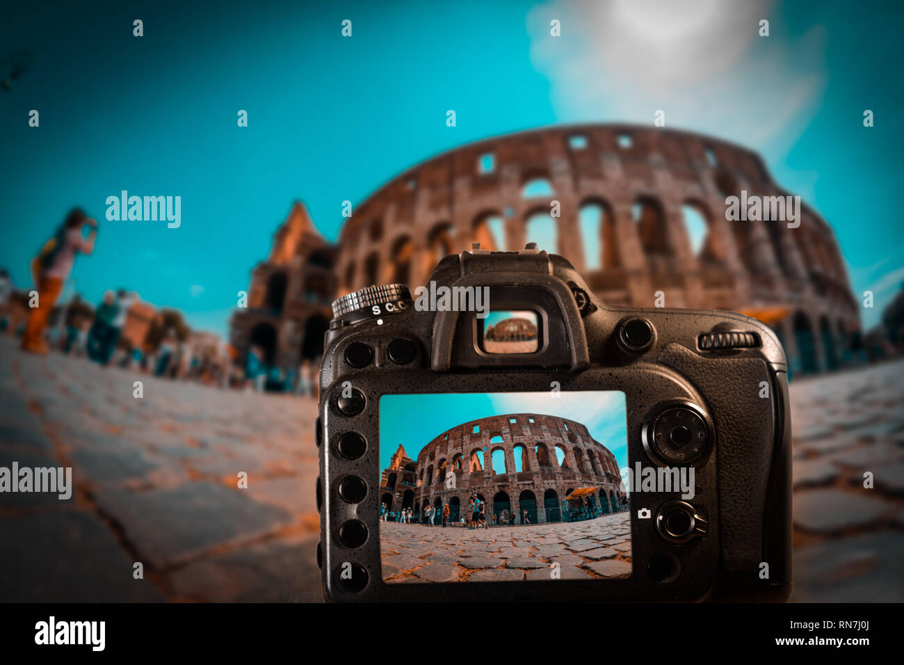 DSLR camera focus on Colosseo in Rome Stock Photo - Alamy