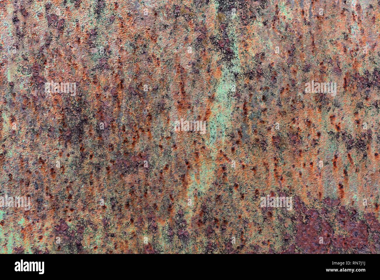 Close up surface of aged and weathered rusty metal surfaces in high ...
